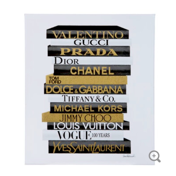 Wall Decor | Black And Gold Designer Book Stack Canvas Wall Decor ...